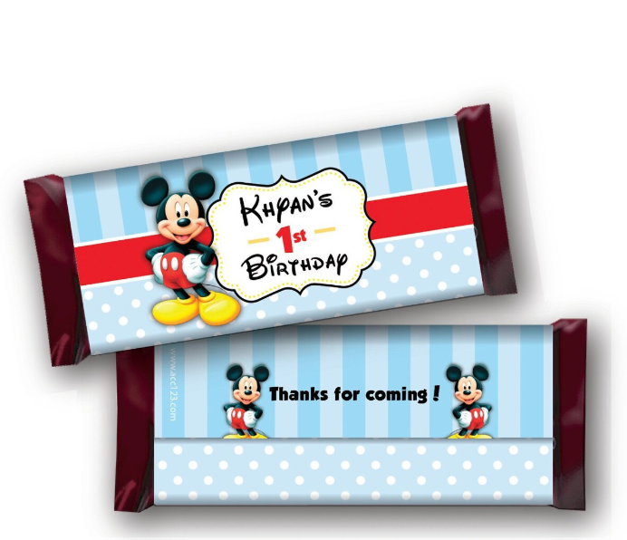 Mickey Mouse Baby Blue Birthday Chocolate Candy Bar Wrappers, SET of 1 ...